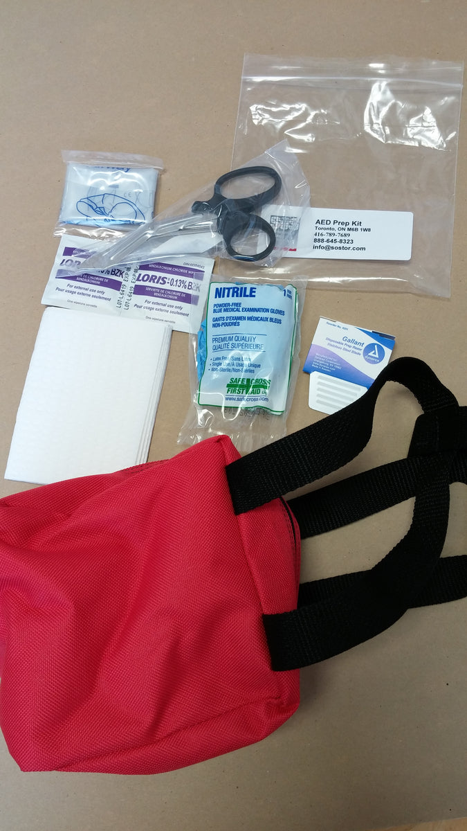 Prep Kit for AED in red bag | SOS Emergency Response Technologies